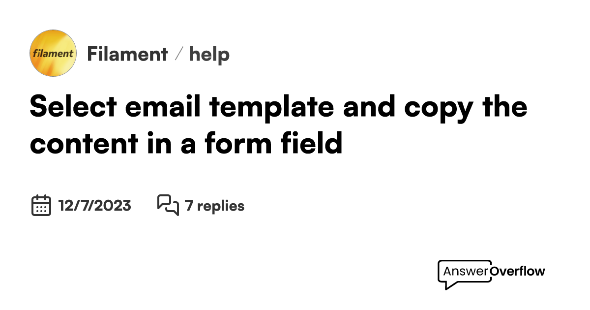 Select Email Template And Copy The Content In A Form Field Filament 