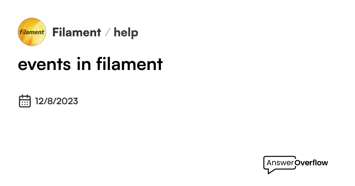 events in filament - Filament