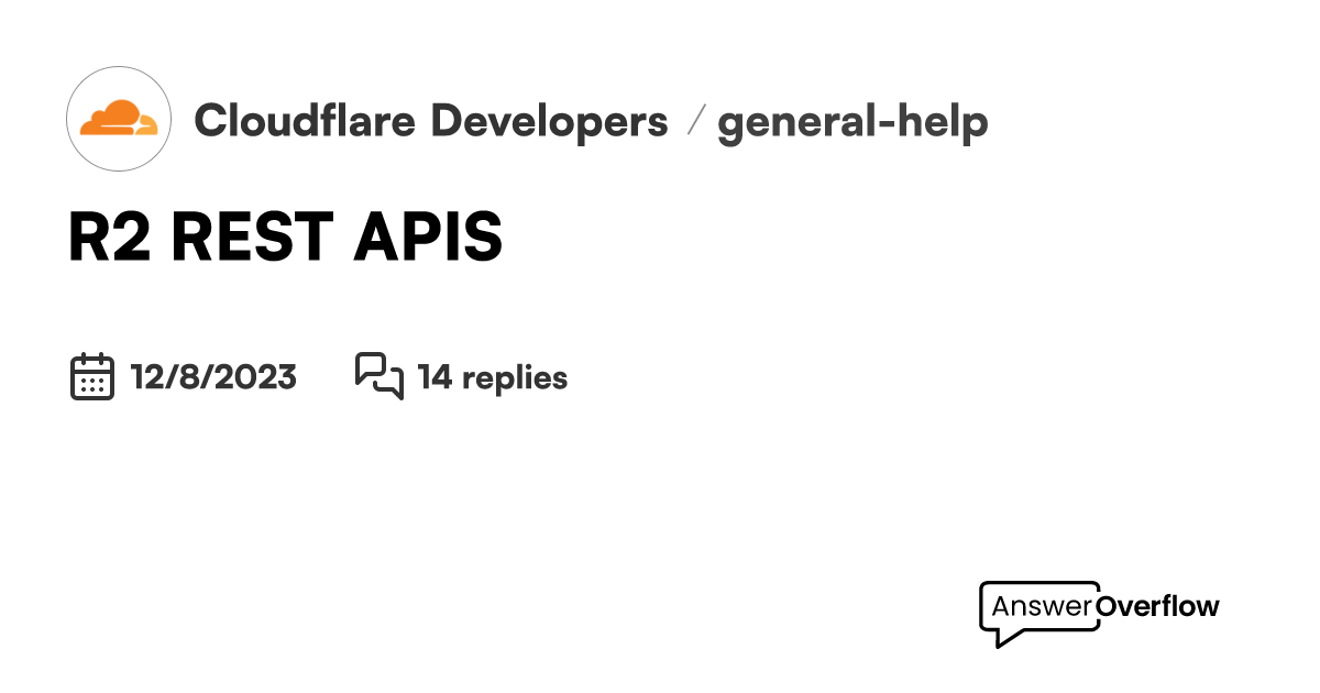 R2 REST APIS - Cloudflare Developers