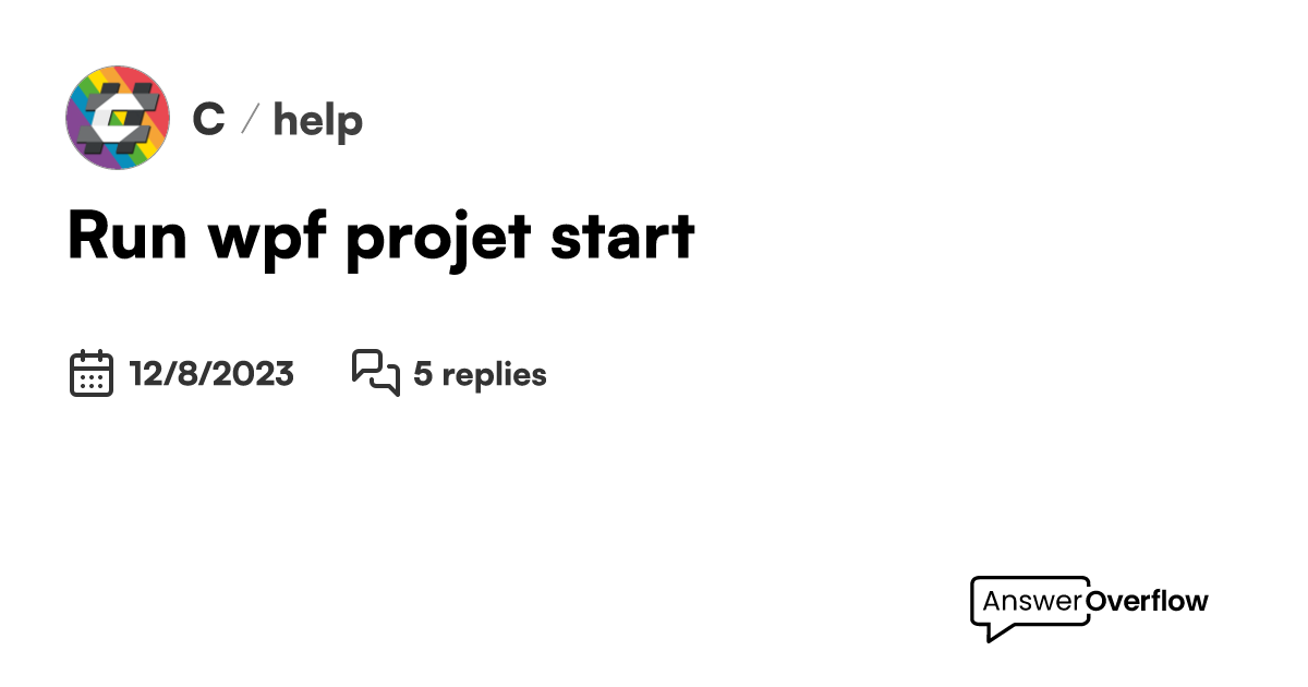 Run Wpf Projet Start C 