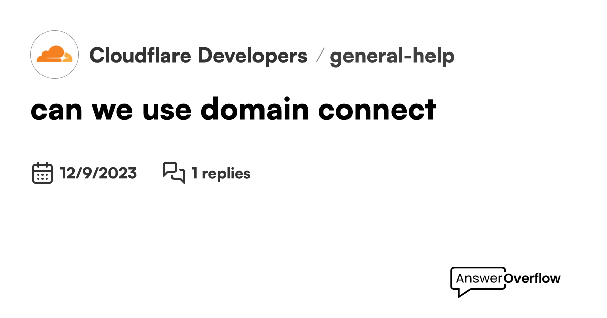 can we use domain connect? - Cloudflare Developers