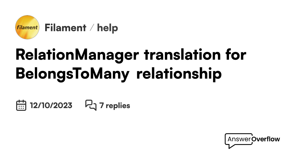 RelationManager translation for BelongsToMany relationship - Filament