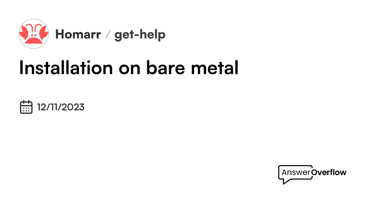 Installation on bare metal - Homarr