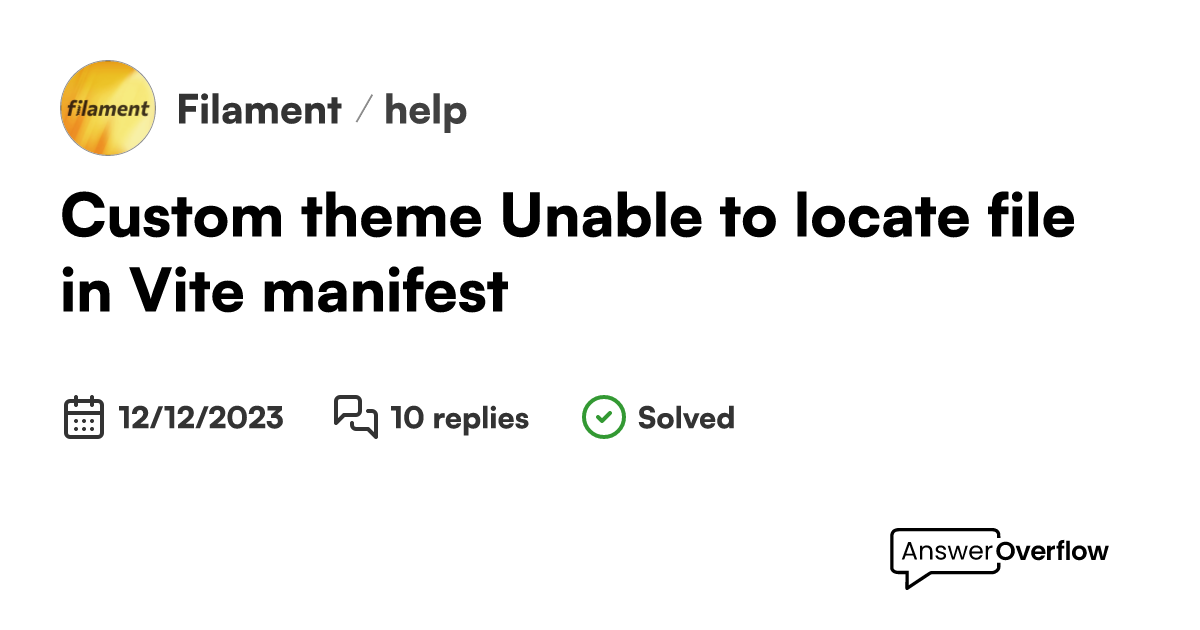 Custom theme: Unable to locate file in Vite manifest - Filament