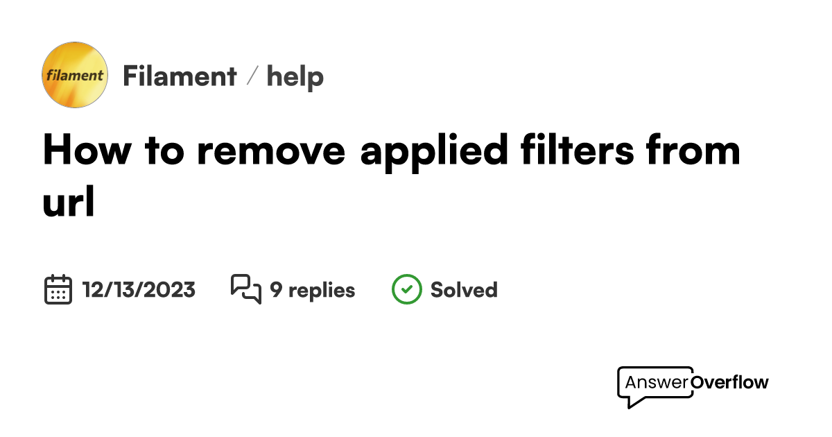 How To Remove Applied Filters From Url Filament