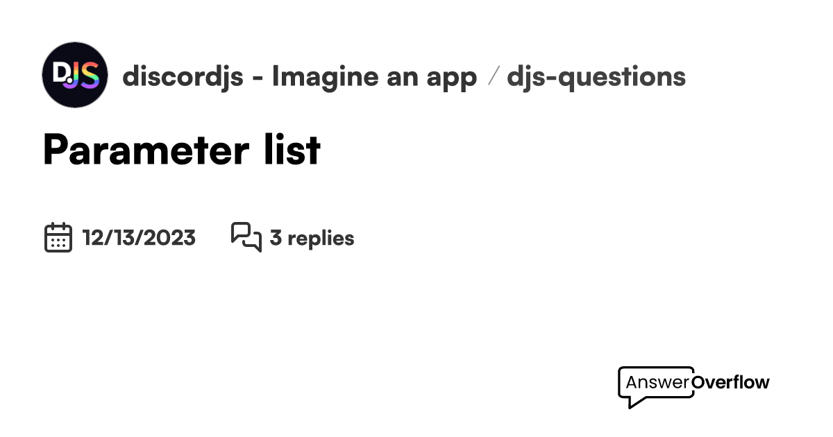 Parameter list - discord.js - Imagine an app