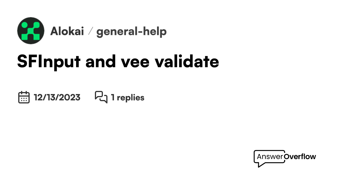 Sfinput And Vee Validate Alokai
