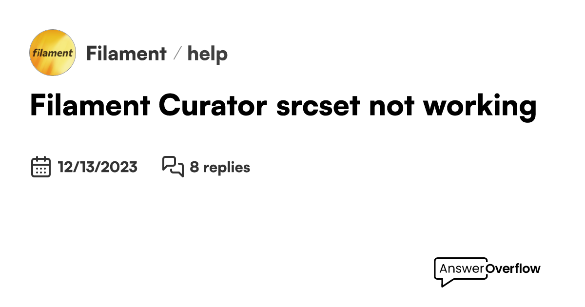 Filament Curator (srcset not working) - Filament