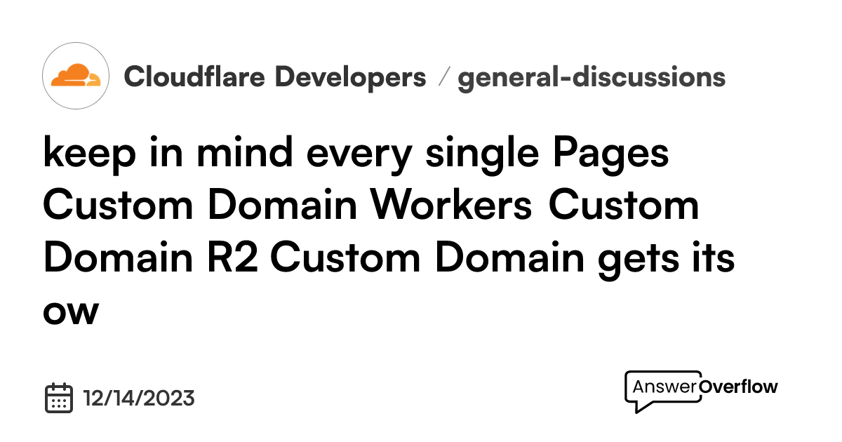 keep in mind every single Pages Custom Domain, Workers Custom Domain, R2 Custom Domain, gets its ...
