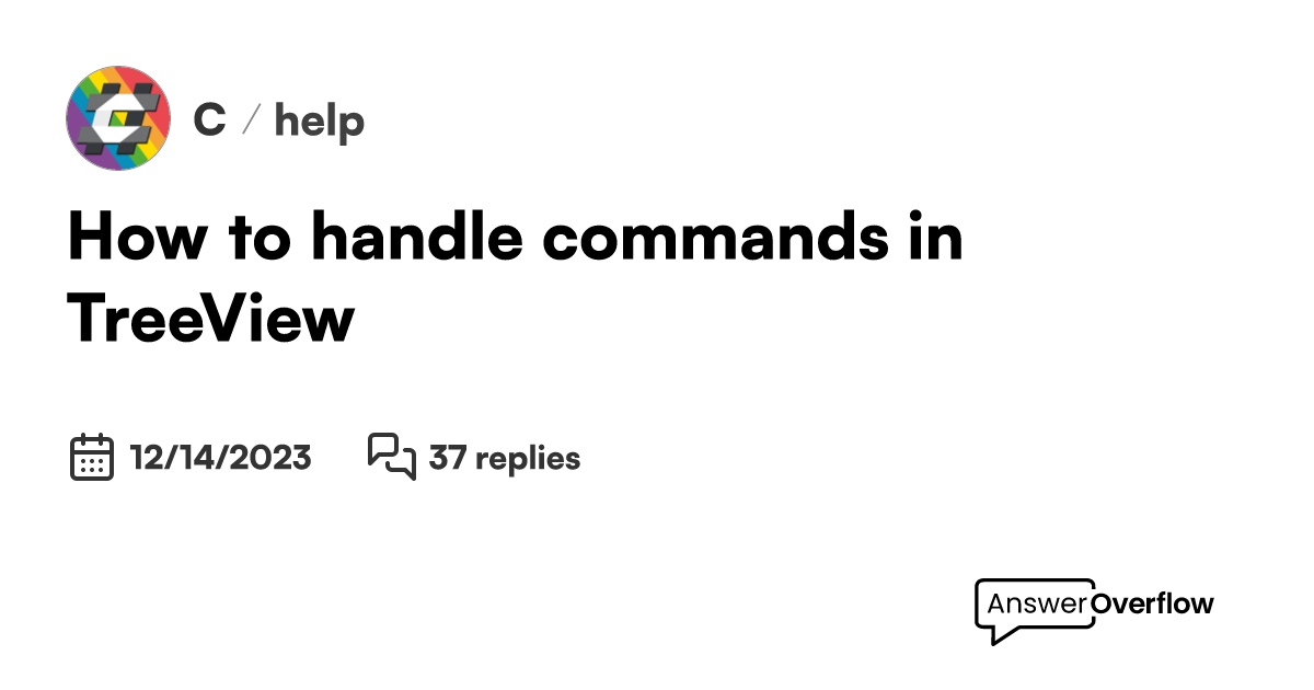 How To Handle Commands In Treeview C