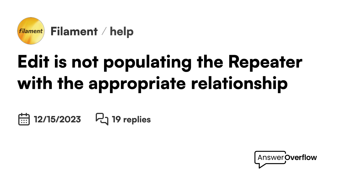 Edit Is Not Populating The Repeater With The Appropriate Relationship Filament