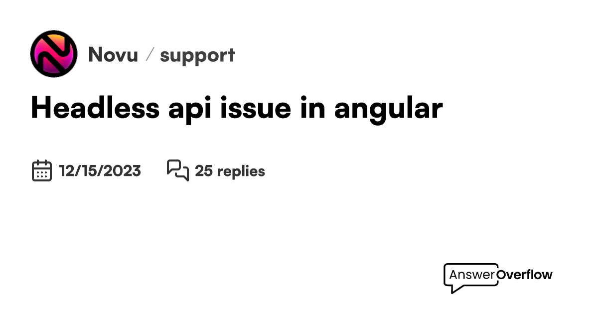 Headless api issue in angular - Novu