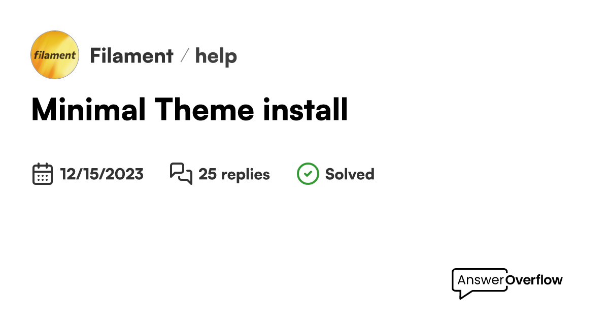 Minimal Theme install? - Filament
