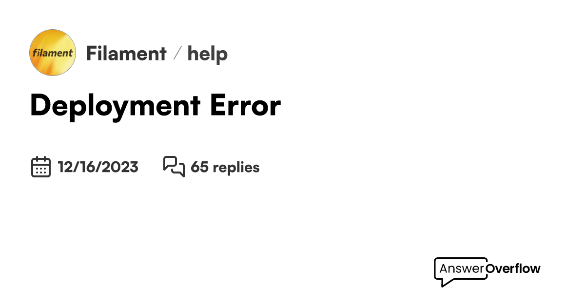 Deployment Error - Filament