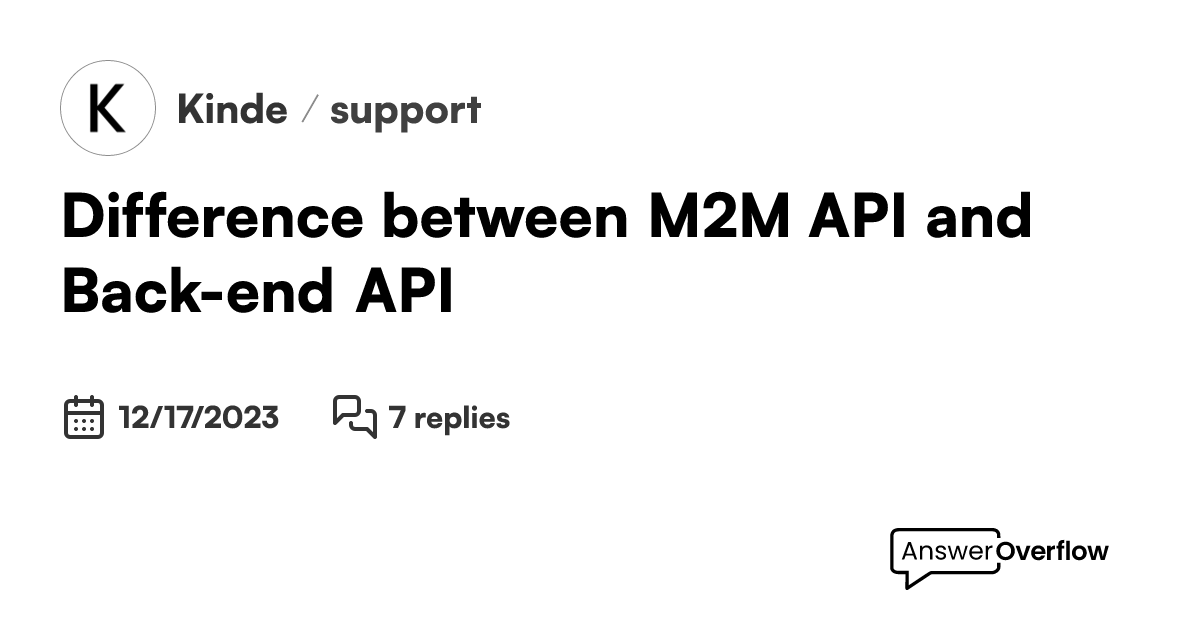Difference between M2M API and Back-end API - Kinde