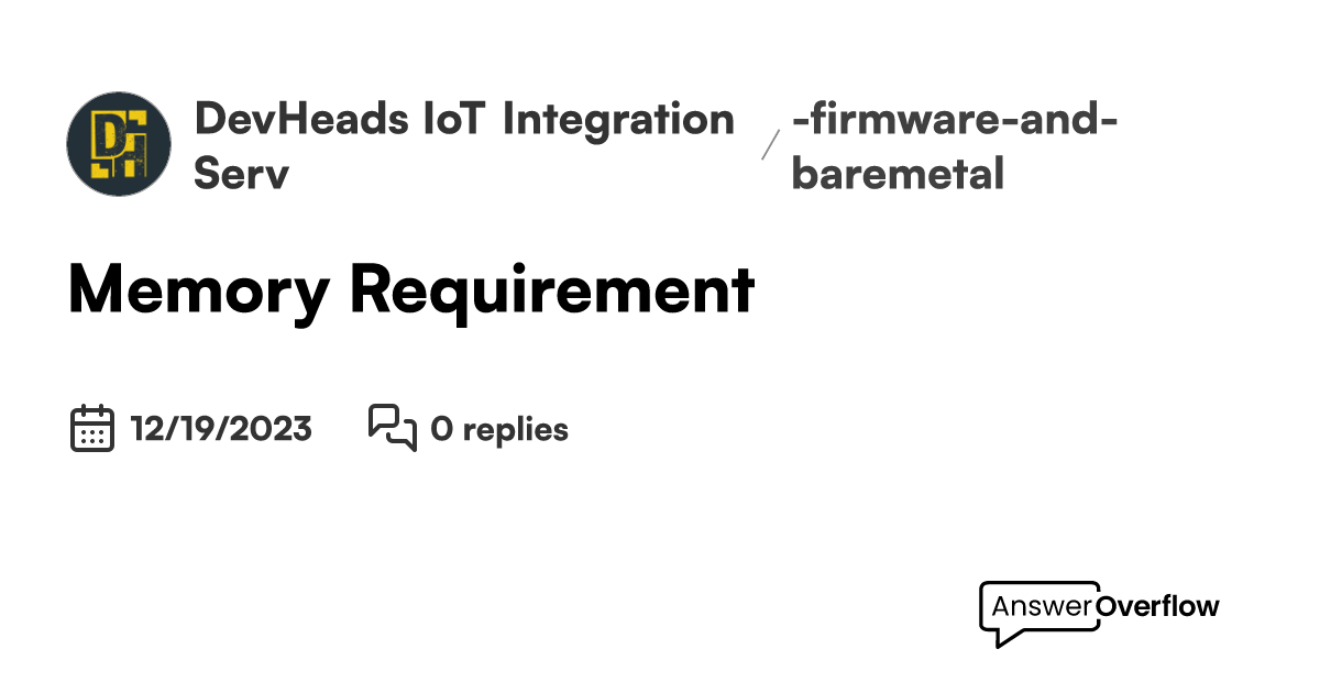 Memory Requirement - DevHeads IoT Integration Server