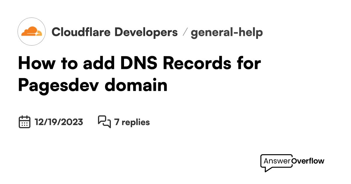 How to add DNS Records for .Pages.dev domain - Cloudflare Developers