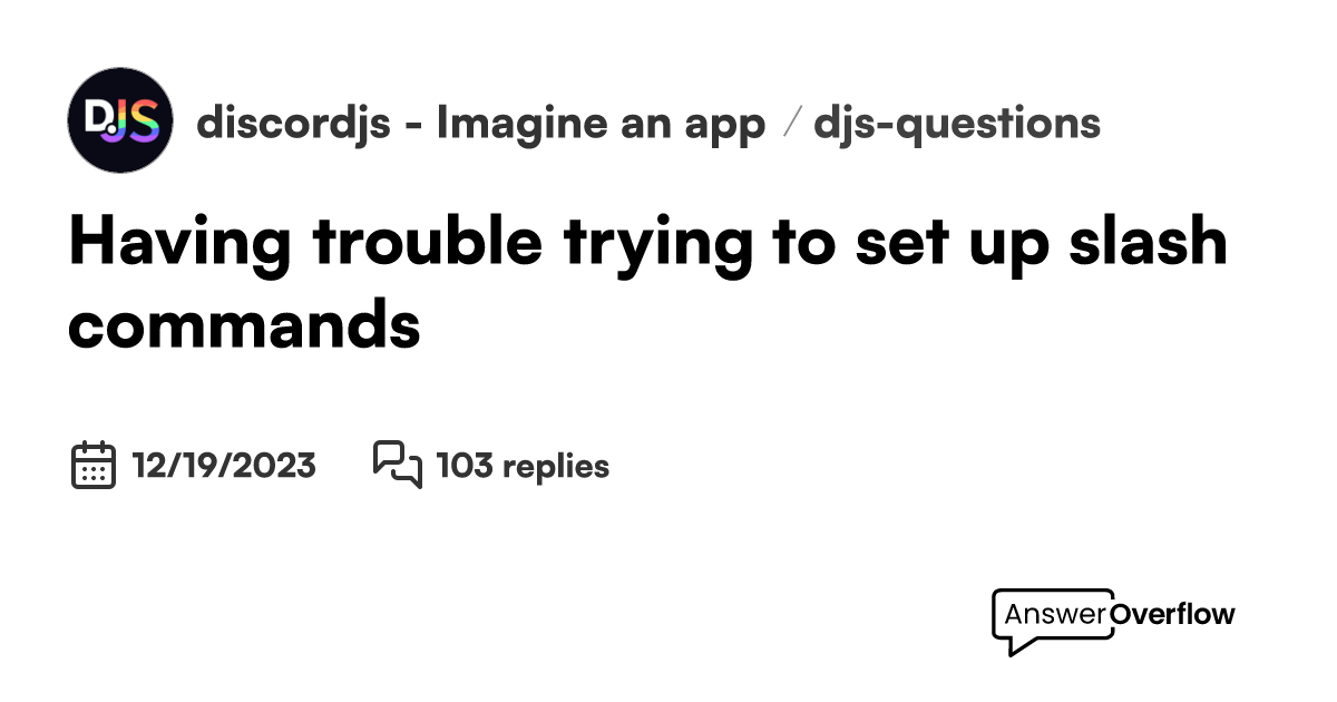 Having trouble trying to set up slash commands. - discord.js - Imagine an app