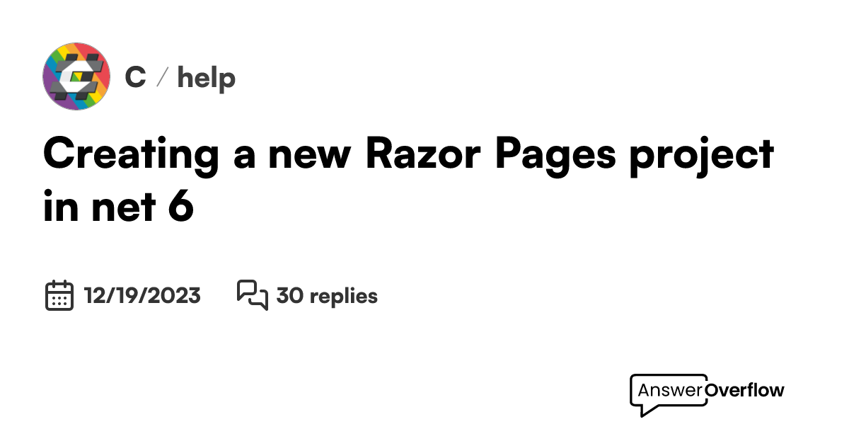Creating a new Razor Pages project in .net 6 - C#