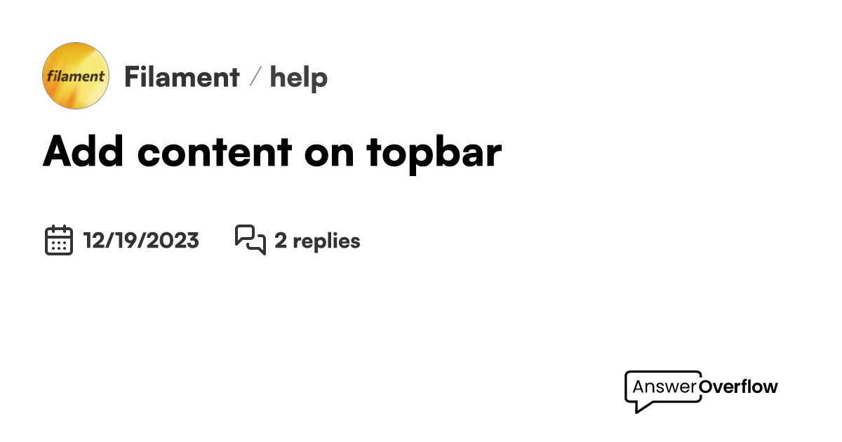 Add content on topbar - Filament