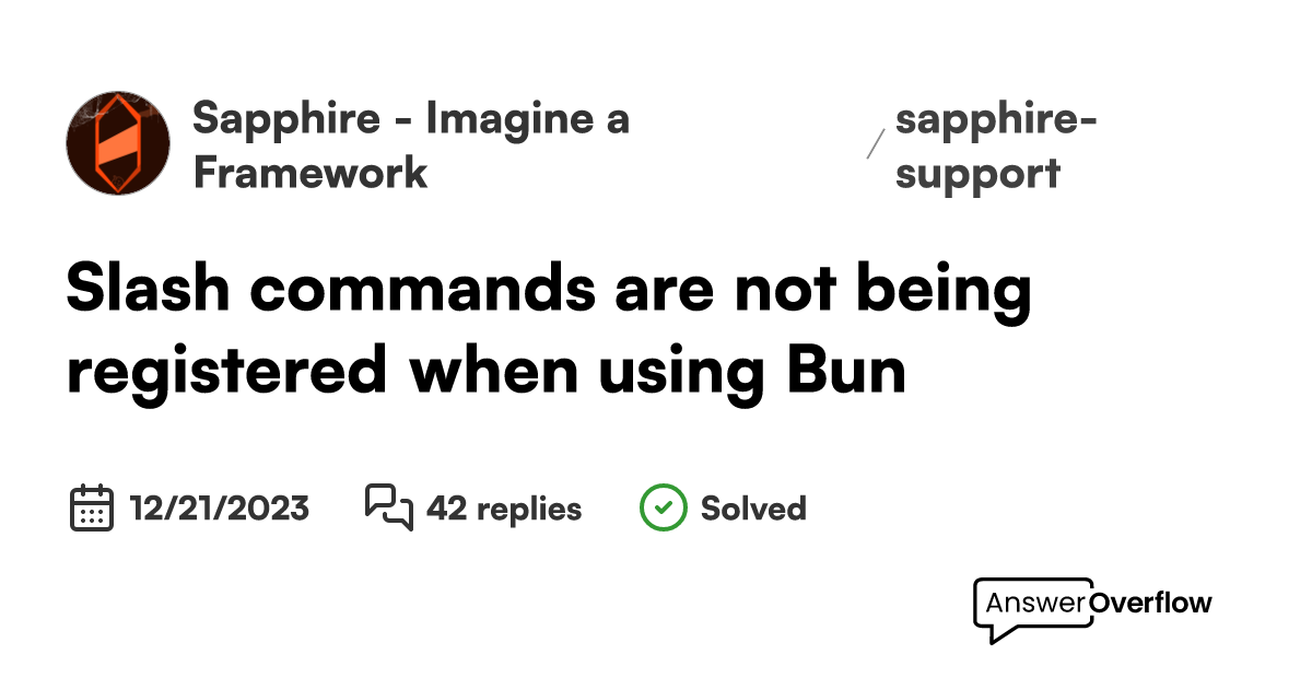 Slash commands are not being registered when using Bun - Sapphire - Imagine a Framework
