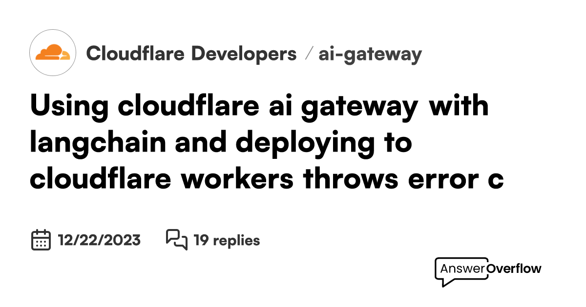 Using Cloudflare Ai Gateway With Langchain And Deploying To Cloudflare