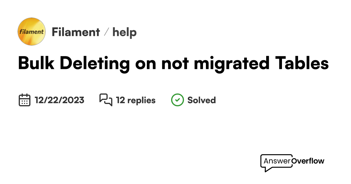 Bulk Deleting on not migrated Tables - Filament