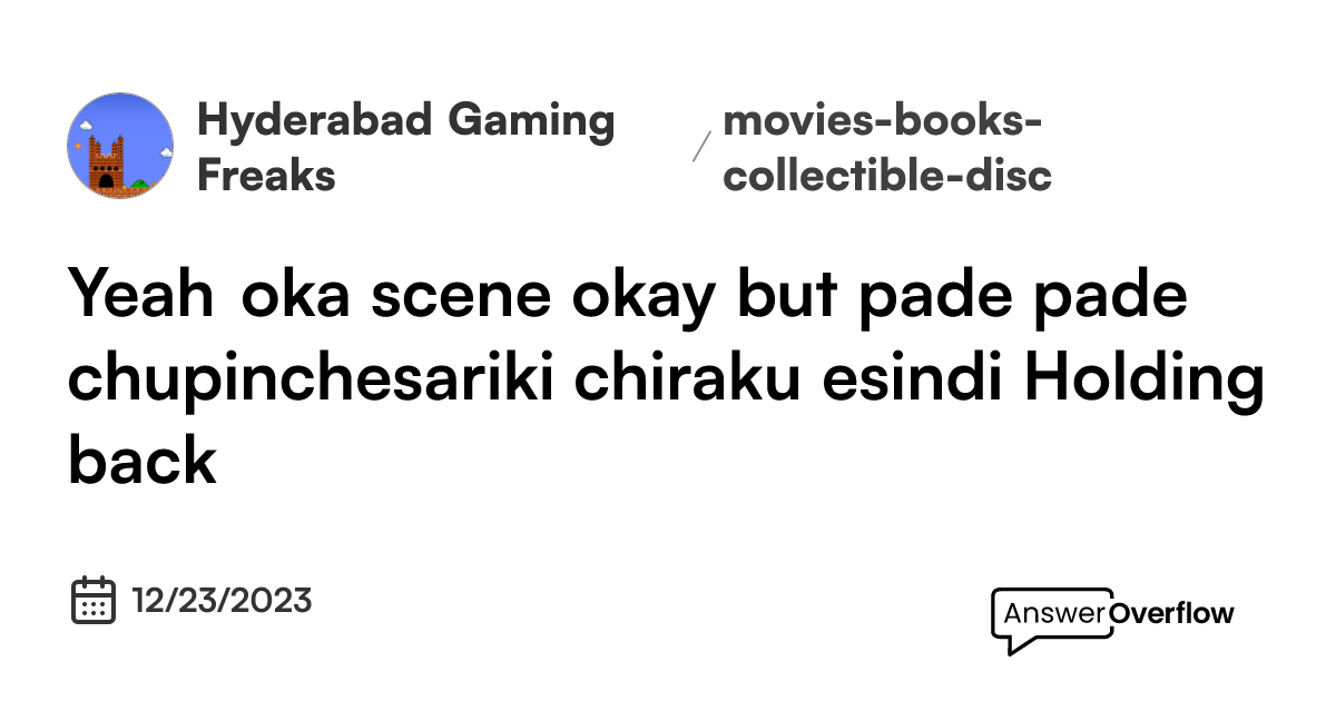 Yeah oka scene okay but pade pade chupinchesariki chiraku esindi ...