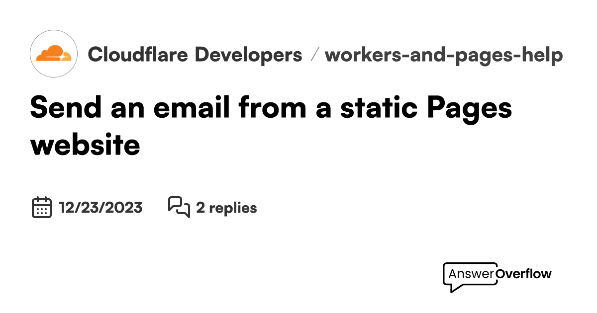 Send an email from a static Pages website. - Cloudflare Developers
