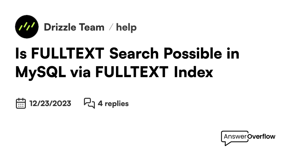 Is Fulltext Search Possible In Mysql Via Fulltext Index Drizzle Team