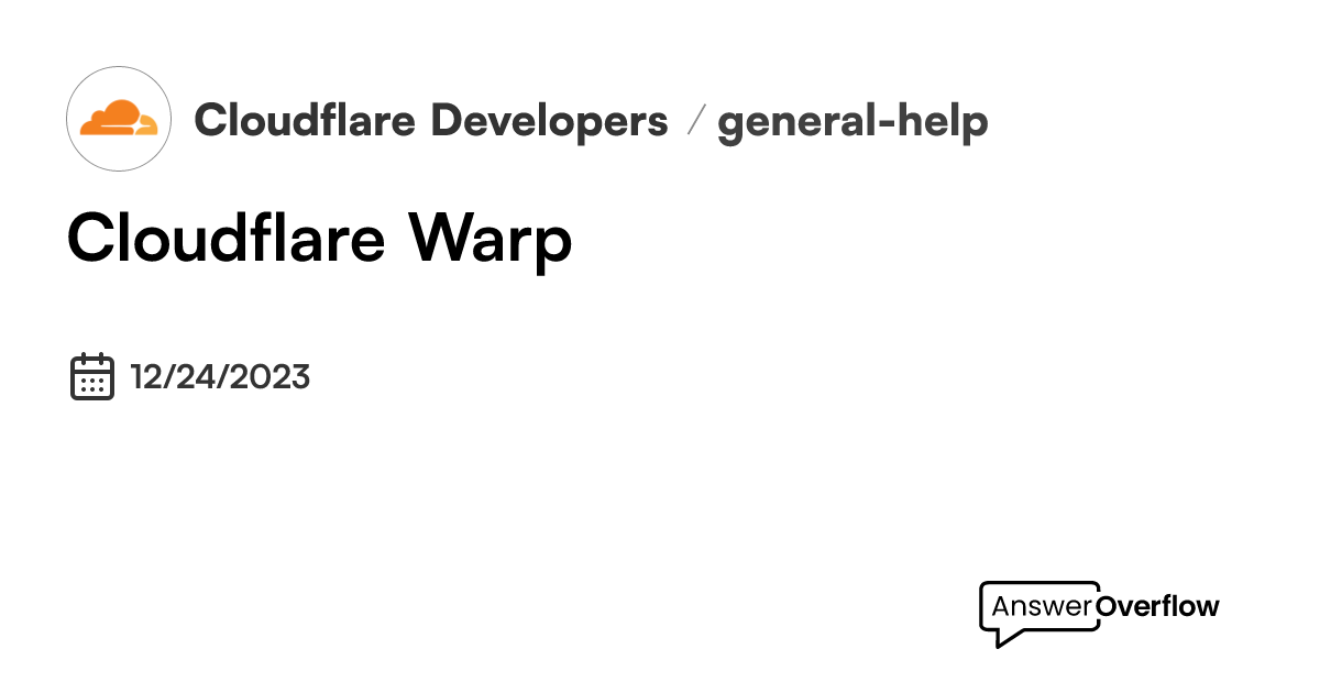 Cloudflare Warp - Cloudflare Developers