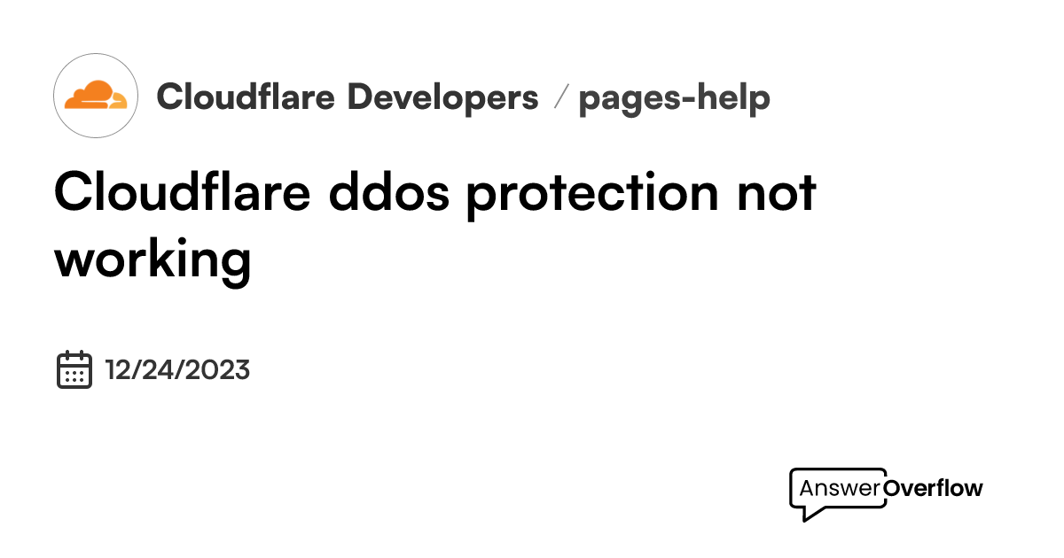 Cloudflare ddos protection not working - Cloudflare Developers