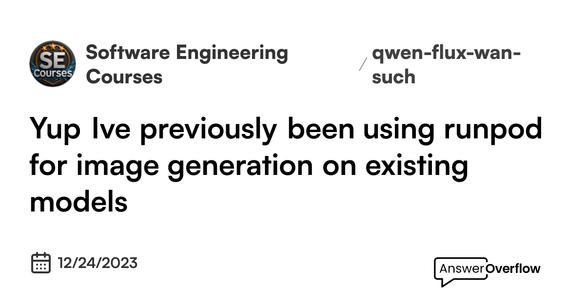 Yup, I've previously been using runpod for image generation on existing models - Software ...