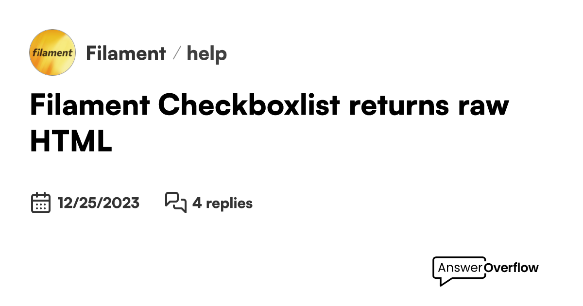 Filament Checkboxlist returns raw HTML - Filament