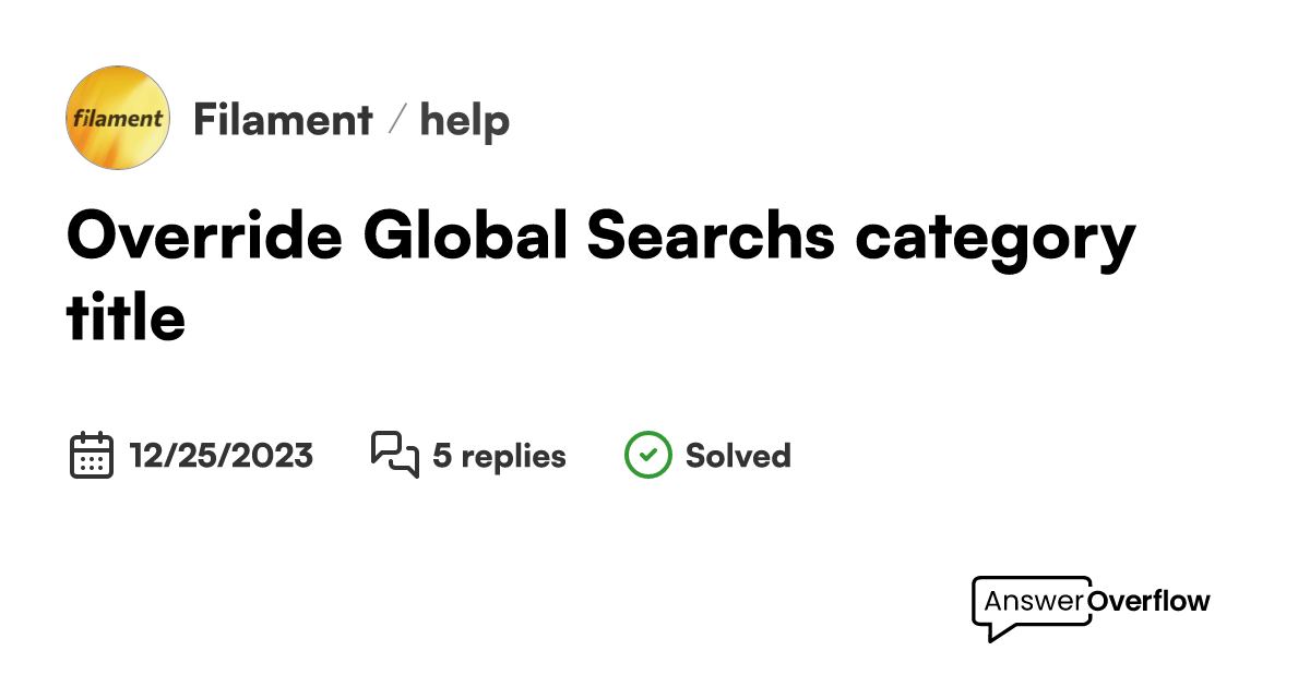 Override Global Search's category title - Filament