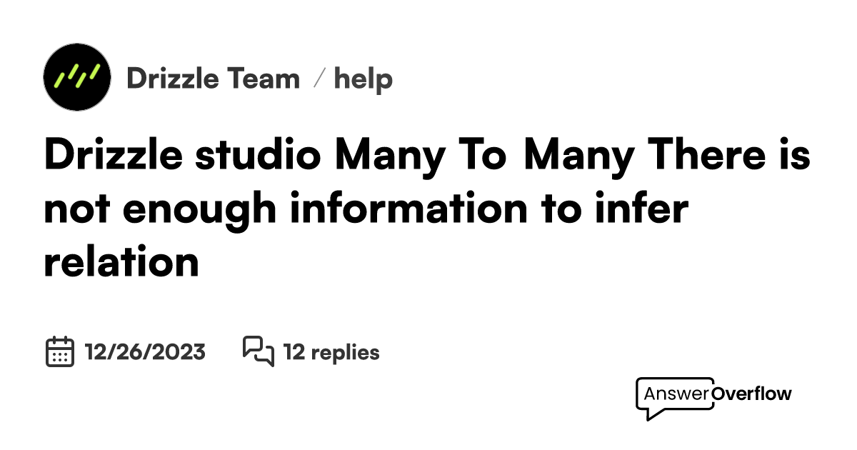 Drizzle studio : Many To Many : There is not enough information to infer relation - Drizzle Team