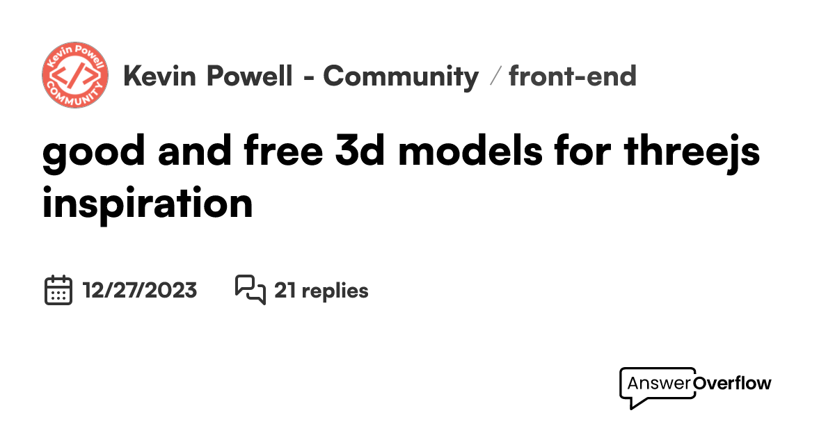 good and free 3d models for threejs + inspiration - Kevin Powell ...