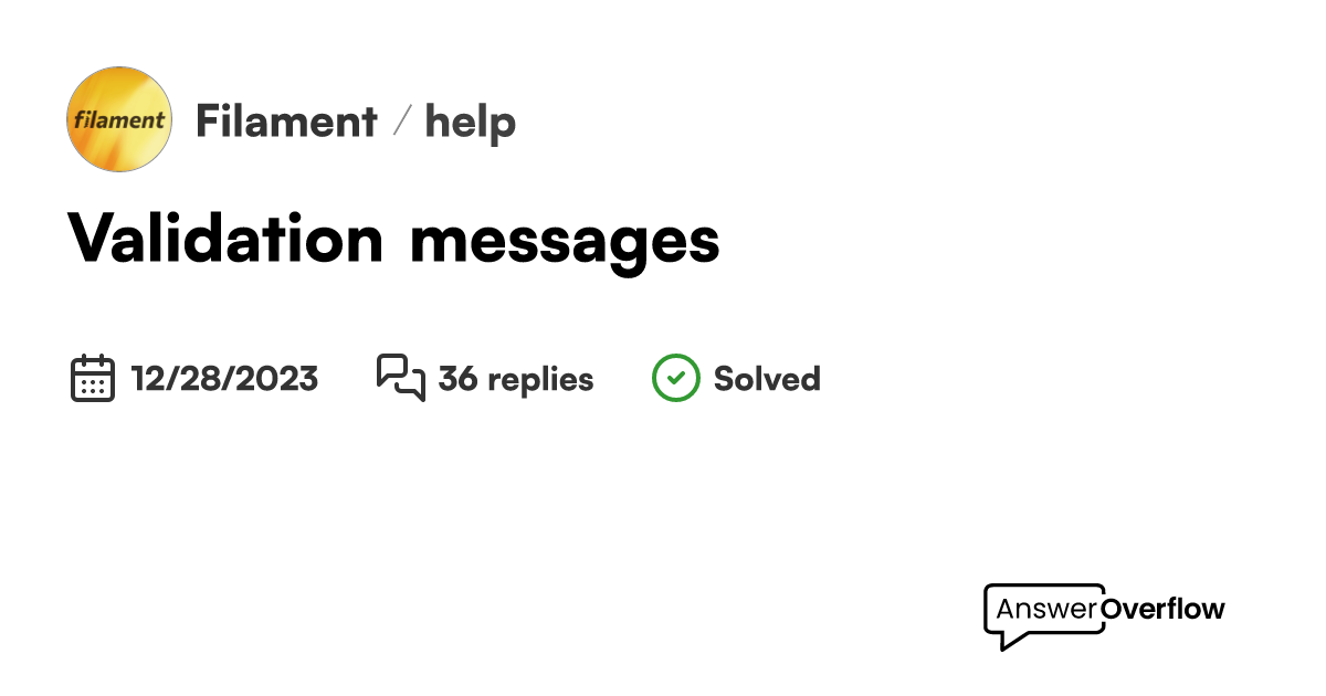 Validation messages - Filament