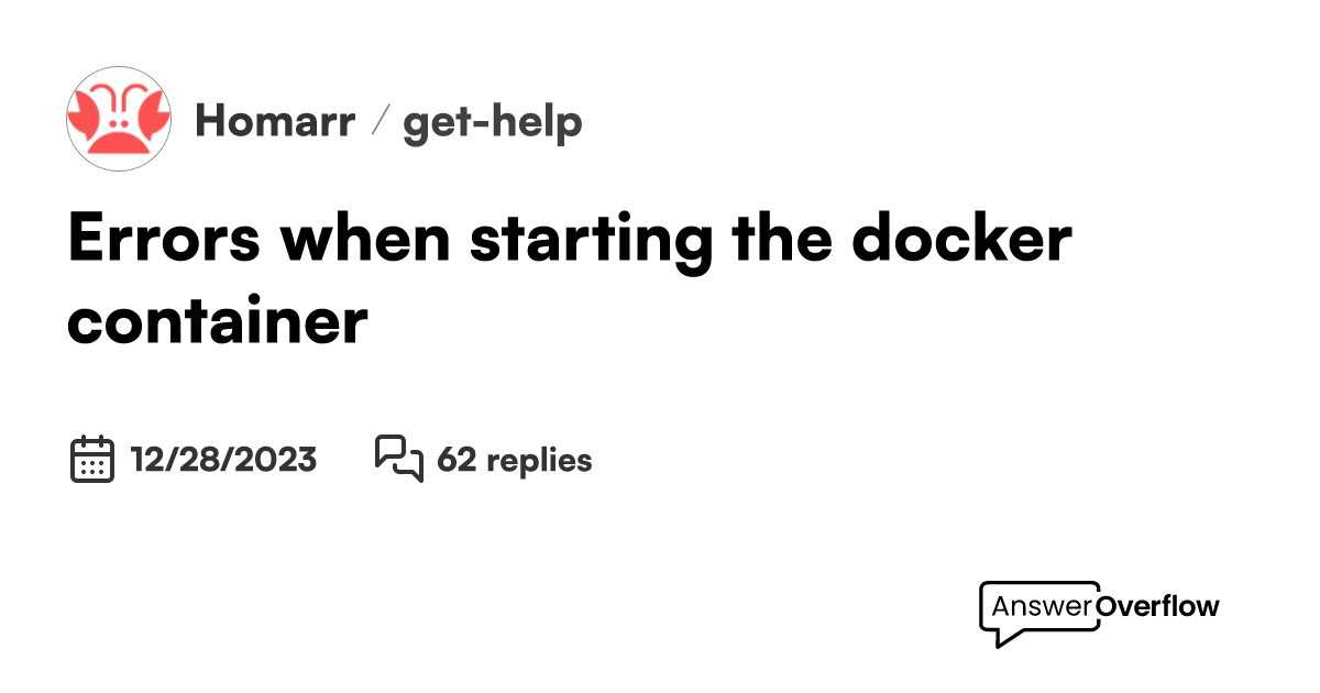 Errors when starting the docker container - Homarr