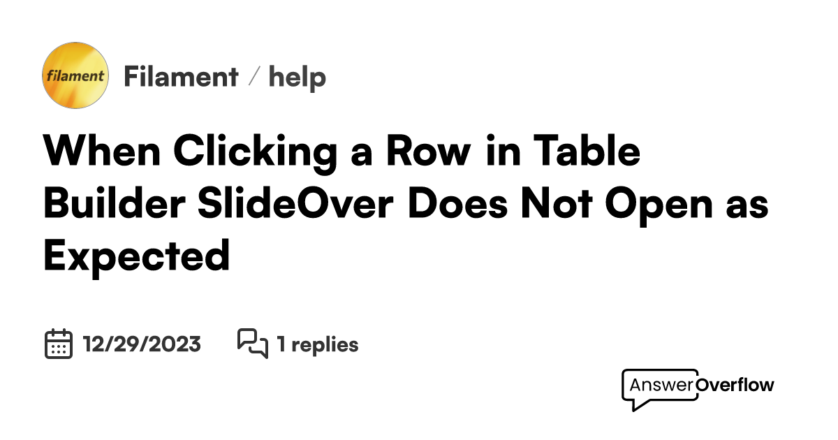When Clicking a Row in Table Builder, SlideOver Does Not Open as Expected - Filament