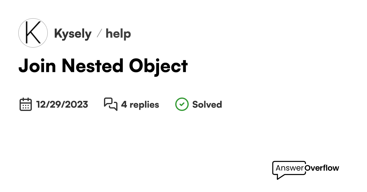Join + Nested Object - Kysely