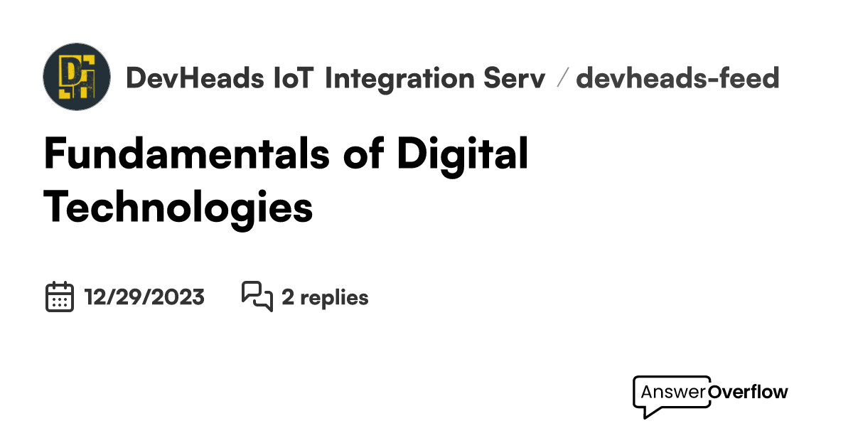 Fundamentals of Digital Technologies - DevHeads IoT Integration Server