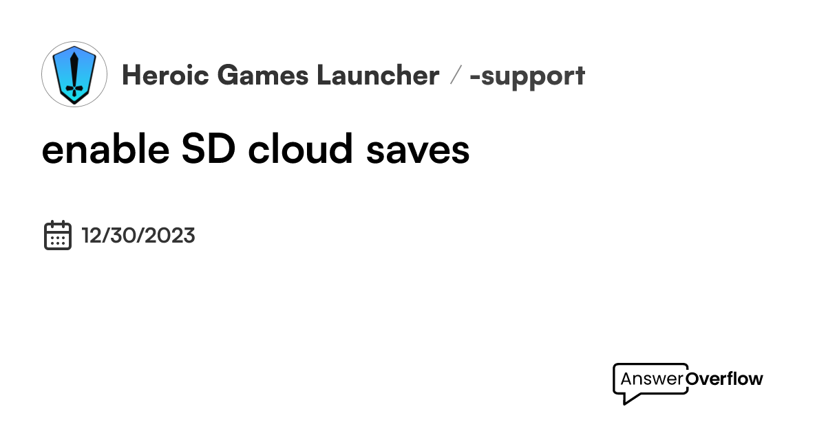 enable SD cloud saves - Heroic Games Launcher