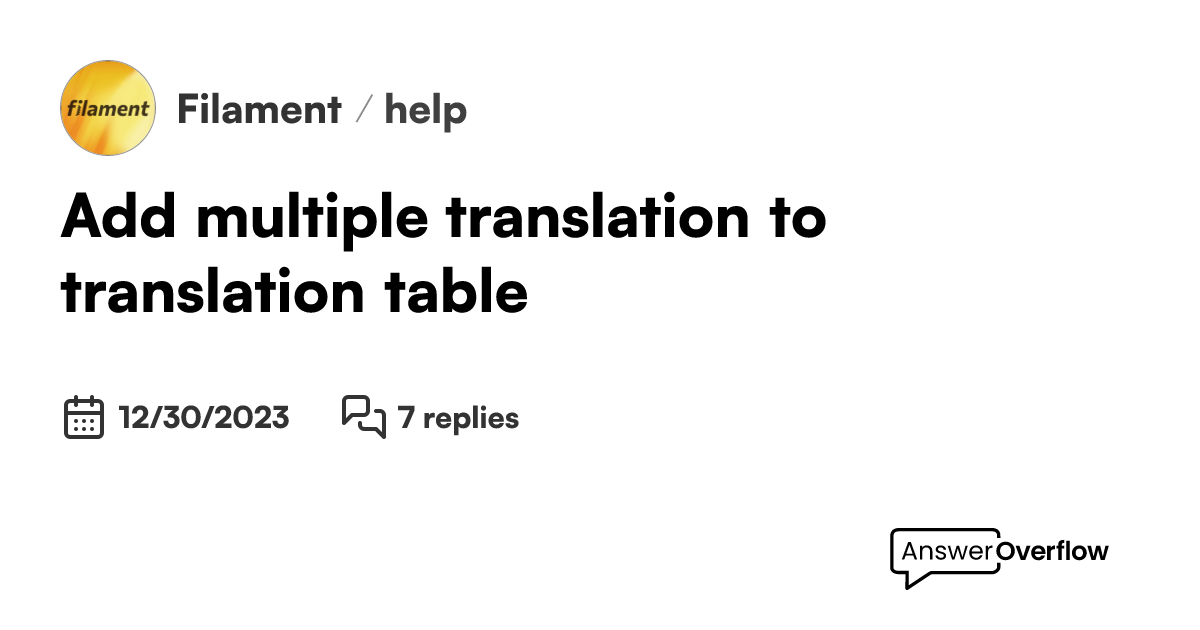 Add multiple translation to translation table - Filament