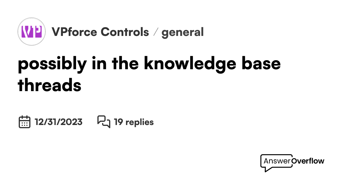 possibly in the knowledge base threads - VPforce Controls