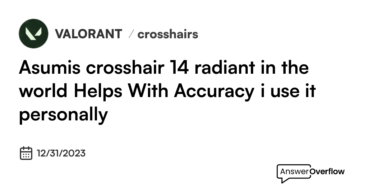 Asumi's crosshair #14 radiant in the world ( Helps With Accuracy i use it personally ) - VALORANT