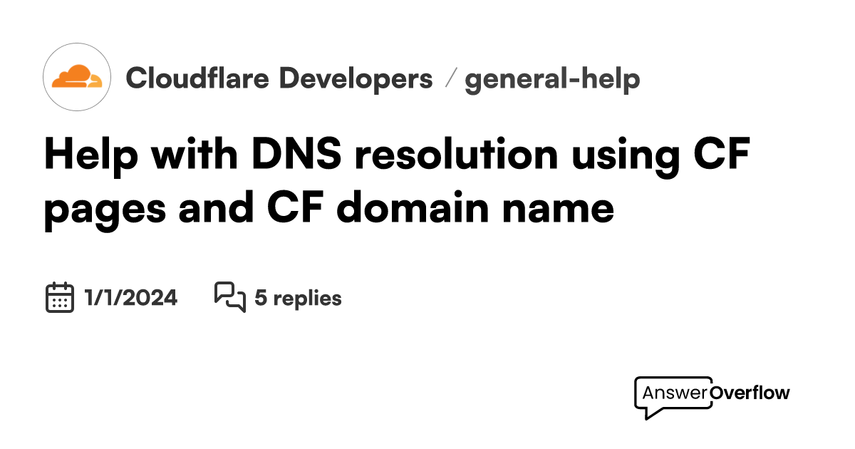Help with DNS resolution (using CF pages and CF domain name) - Cloudflare Developers