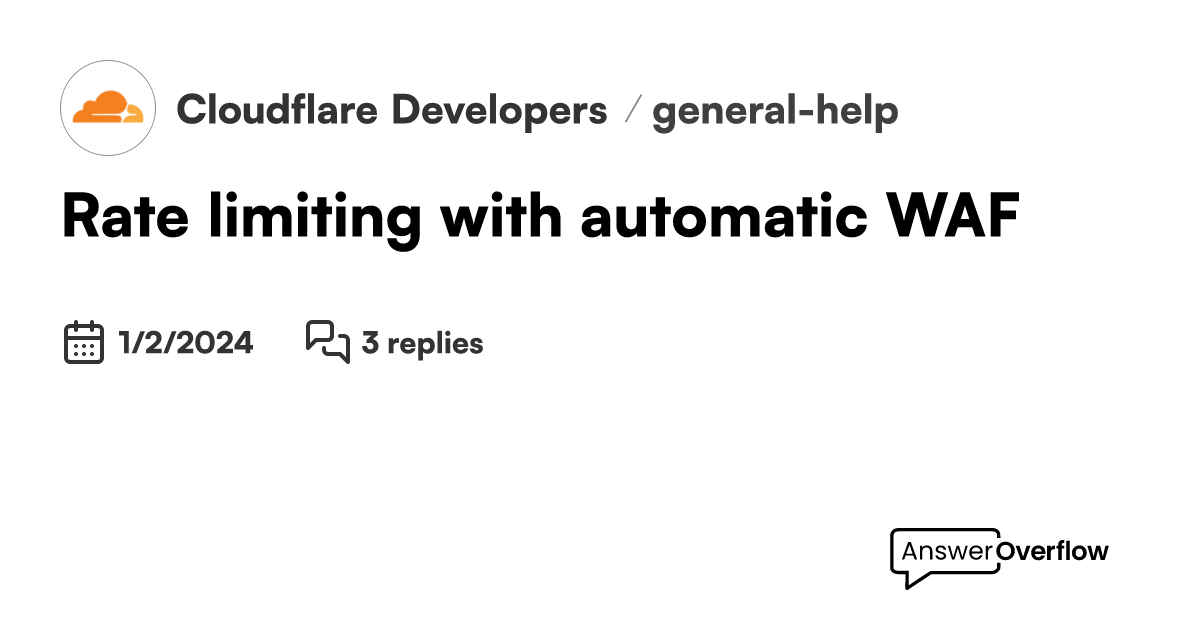Rate limiting with automatic WAF - Cloudflare Developers