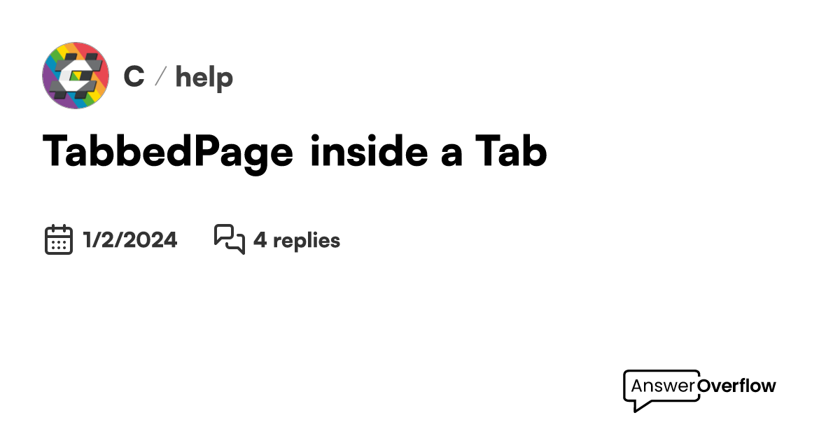Tabbedpage Inside A Tab C 