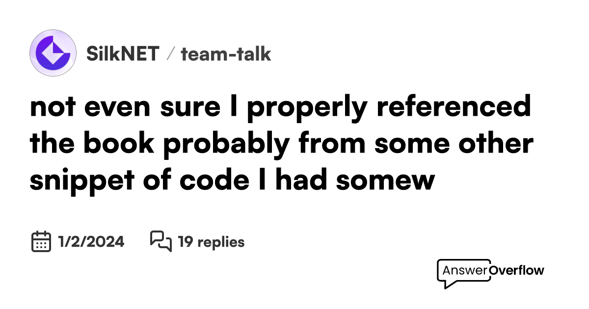 not even sure I properly "referenced" the book probably from some other snippet of code I had ...